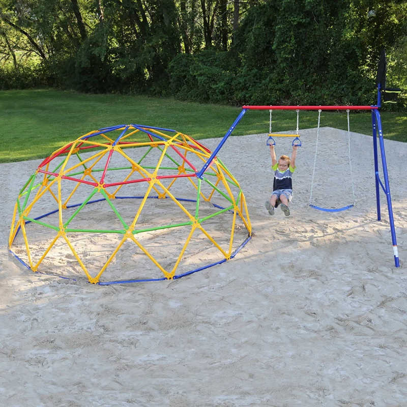ActivPlay Geo Dome Climber with Swing Set & Basketball Hoop Outdoor ...