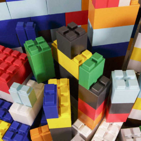 50 Piece Jumbo Sized Colored Modular Building Blocks Kids Play Pack ...